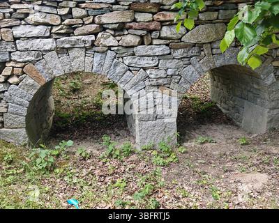stone wall around a garden as demarcation from public space stone wall ...