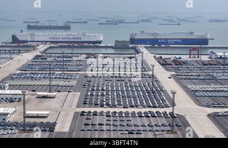 SUZHOU, CHINA - JUNE 3, 2025 - A cargo ship load automobiles for export ...
