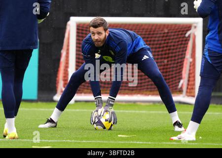 Scotland's Angus Gunn during a training session at Lesser Hampden ...