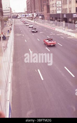 This photograph from the 1985 Columbus Ford Dealers 500 features views ...