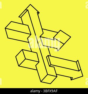 Impossible shapes. Sacred geometry arrow. Optical illusion figures ...