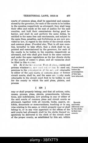 This page of the *Laws of Indiana Territory 1809-1816* (1934) outlines ...