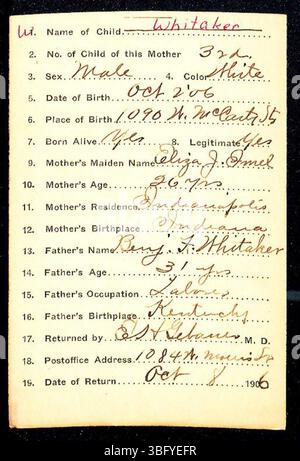 This page includes birth returns filed with Marion County Health ...