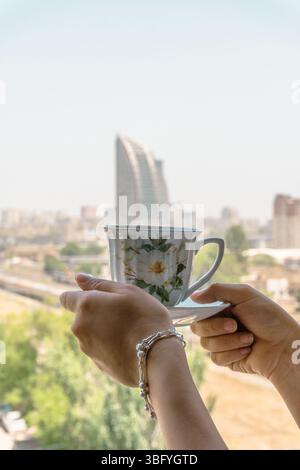 Enjoying classical tea in office room Stock Photo - Alamy