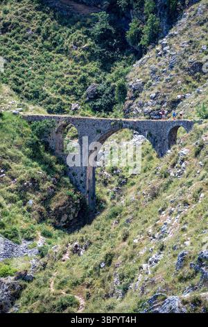 The Ali Pasha Bridge just outside Gjirokaster, central Albania. A 19th ...