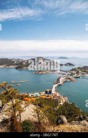 Panoramic view of Gogunsan Islands from Daejangbong peak in Gunsan ...