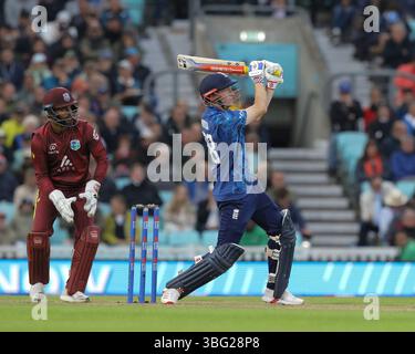 Harry Brook of England hits a six during the 2nd Rothesay Test Match ...