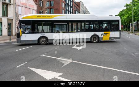 De Lijn Flemish regional bus at the Quai de Willebroeck in Brussels ...