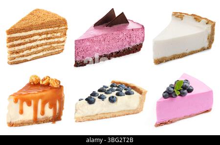 Different tasty cakes isolated on white, set Stock Photo - Alamy