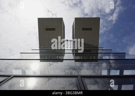 Crane house at Cologne's Rheinau harbour, Germany, Europe Stock Photo ...