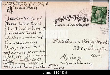 A 1909 view of West Buckeye Street in Clyde, Ohio, featuring the Public ...