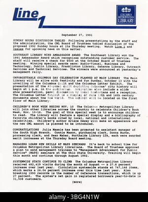Line 1, an employee newsletter from the Columbus Metropolitan Library ...