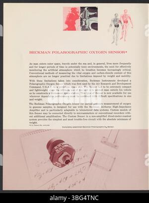 A 1960 brochure advertising the Beckman Polarographic Oxygen Sensor, an ...