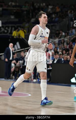 Mario Hezonja of Real Madrid seen in action during the Liga ACB ...