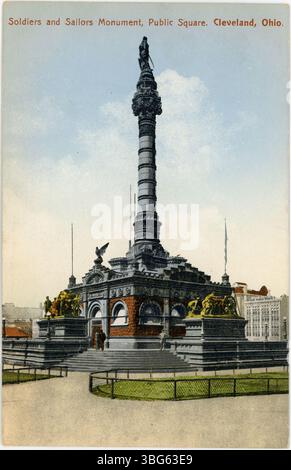 Color postcard depicting Public Square in Cleveland, Ohio, showing the ...