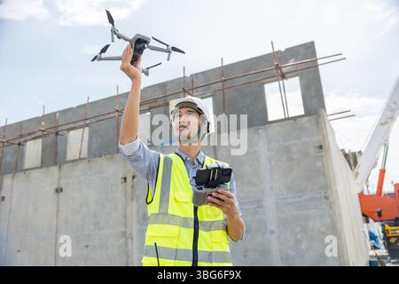 inspector or engineer is inspecting construction and quality assurance ...