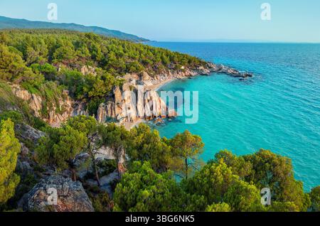 Paradise Kavourotripes Beach, Chalkidiki, Greece. Aerial view of ...