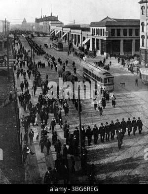 This photograph captures a parade from the Sells-Floto Circus in ...
