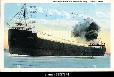 Ore boat on Maumee Bay, Toledo, Ohio , Boats, Tichnor Brothers ...