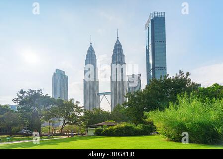 Awesome view of the KLCC Park and Petronas Twin Towers Stock Photo - Alamy