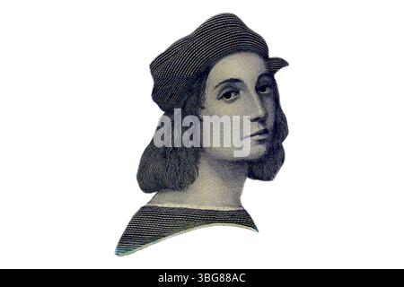 Raphael Santi Portrait of Italy Lira banknotes Stock Photo - Alamy