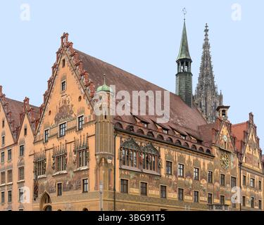 Historic town hall, painted facade, Bamberg, Upper Franconia, Bavaria ...