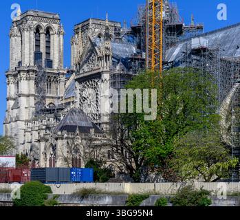 Restoration of Notre Dame following the fire in April 2019. Paris ...