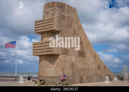 Omaha Beach, France - 05 16 2025: Signal Monument. Panoramic view of ...
