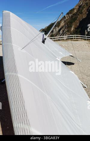 low angle view of a paraglider in the Dolomites Seceda Italy Stock ...