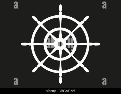 Classic Ship's Steering Wheel in Black Silhouette Design with Eight ...
