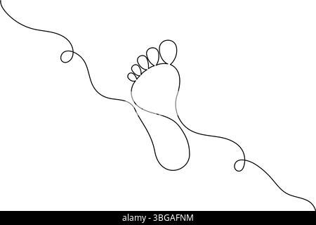 Foot sole continuous one line drawing of isolated outline vector ...