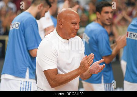 Greek basketball legend Nikos Gallis. Retirement jersey ceremony, from ...
