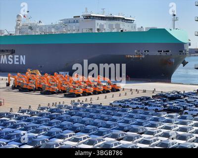 YANTAI, CHINA - JUNE 4, 2025 - A car carrier carrying export vehicles ...