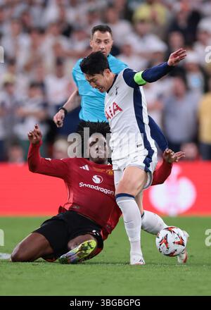 Patrick Dorgu of Manchester United looks to cross the ball during the ...