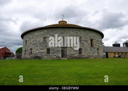 Round Stone Barn at the center at Hancock Shaker Village in the ...