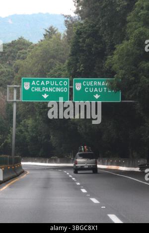 Cuernavaca, Morelos, Mexico - May 25, 2025: Directional signs on the ...
