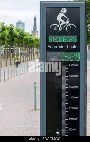 Fahrradzähler auf der Rheinuferpromenade - Düsseldorf, Nordrhein ...
