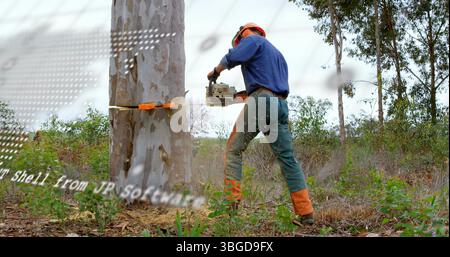Image of digital interface over lumberjack Stock Photo - Alamy