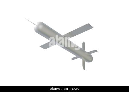 3D visualization of hypersonic missile on white background for military ...