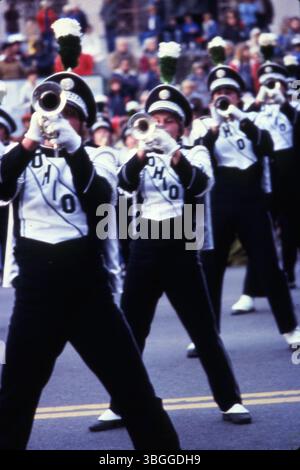 The Ohio University Marching 110 performs during the Columbus Day ...