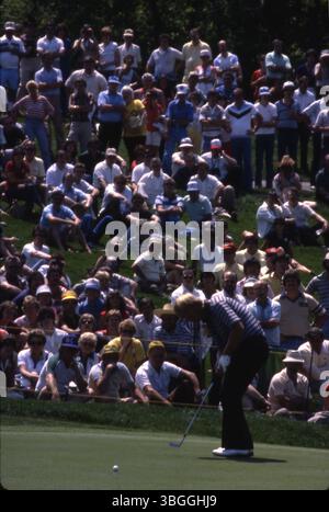 A professional golfer is seen on the fairway during the 1980 Memorial ...