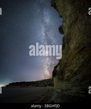 The Milky Way in the dark Greek night sky with the illuminating stars ...