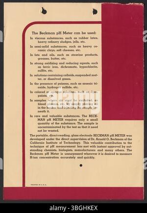 The Beckman pH Meter, invented in 1934 by Arnold Beckman, was developed ...