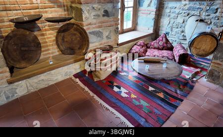 Sheki, Azerbaijan. May 3, 2025. A view from the Khan Museum in the ...