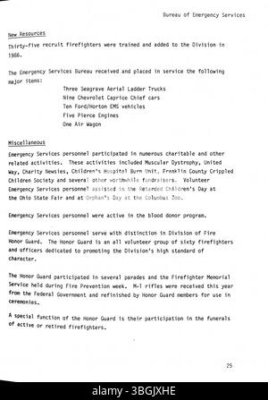 The 1986 Annual Report for the Columbus Division of Fire provides an ...