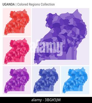 Uganda political map of administrative divisions - districts. Colorful ...