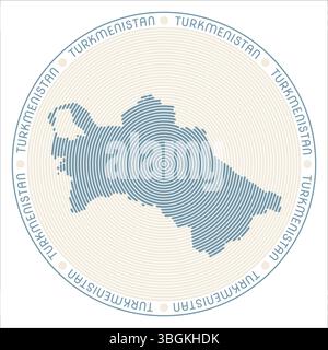 Turkmenistan round logo. Vintage travel badge with the circular name ...