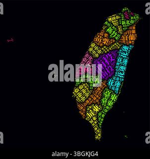 Taiwan word cloud. Region names of the country in Chinese language ...