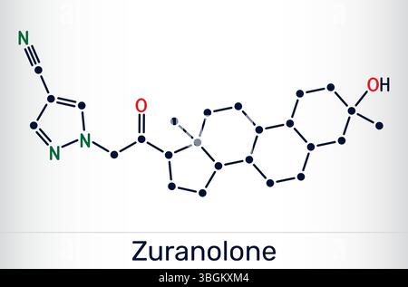 Zuranolone molecule. Neuroactive steroid used in the treatment of ...