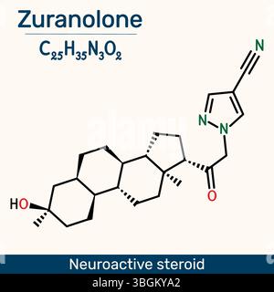 Zuranolone molecule. Neuroactive steroid used in treatment of ...